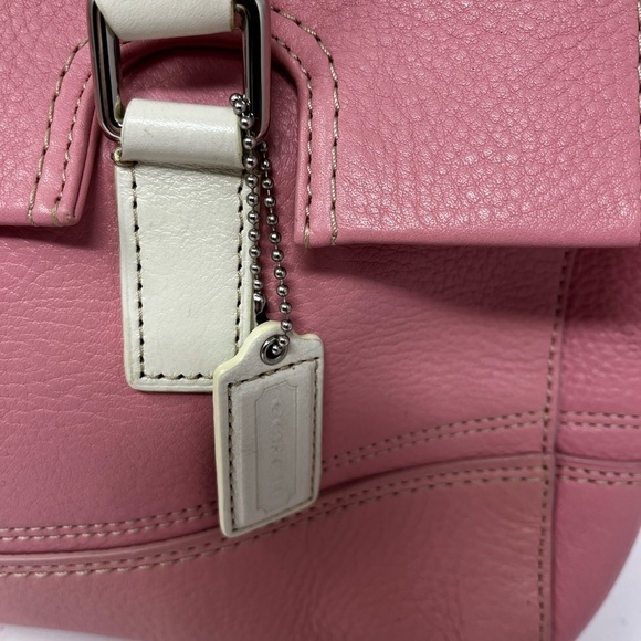 Coach | Bags | Coach Hamilton Pebbled Leather Purse Pink With White ...